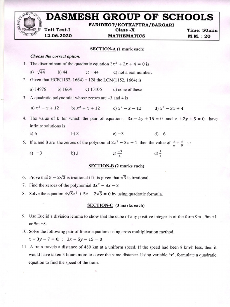 10th Maths | PDF