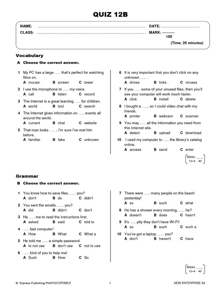 2 35 Enterprise A2 Quiz 12b | PDF | Computer Virus | Computer Engineering