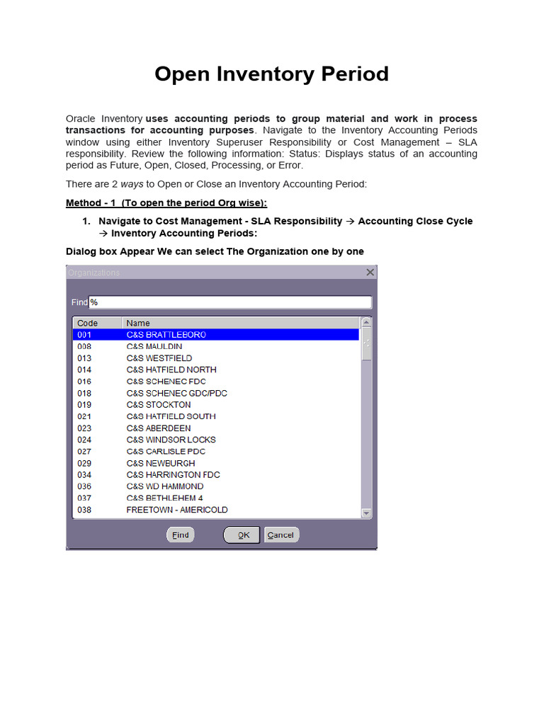 Open and Close Inventory Period | PDF