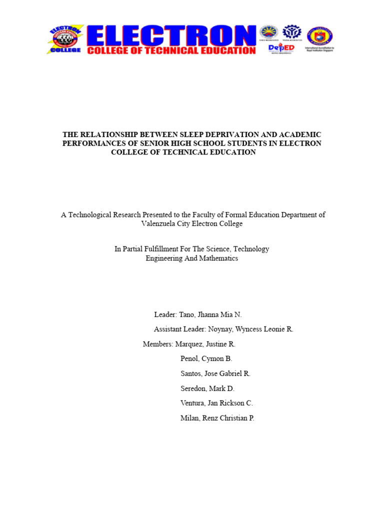 The Relationship Between Sleep Deprivation and Academic Performances of ...