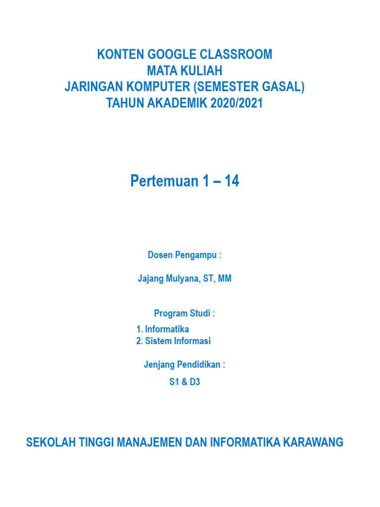 Modul Google Classroom Jaringan Komputer | PDF