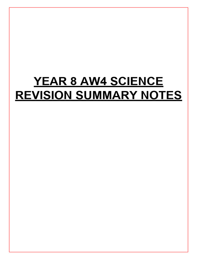 Revision Notes Y8 Aw4 | PDF | Reaction Rate | Acid