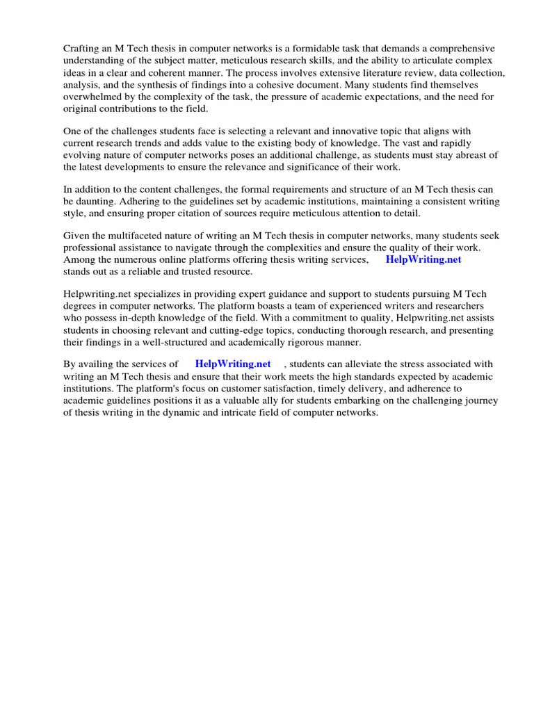 M Tech Thesis Topics in Computer Networks | PDF