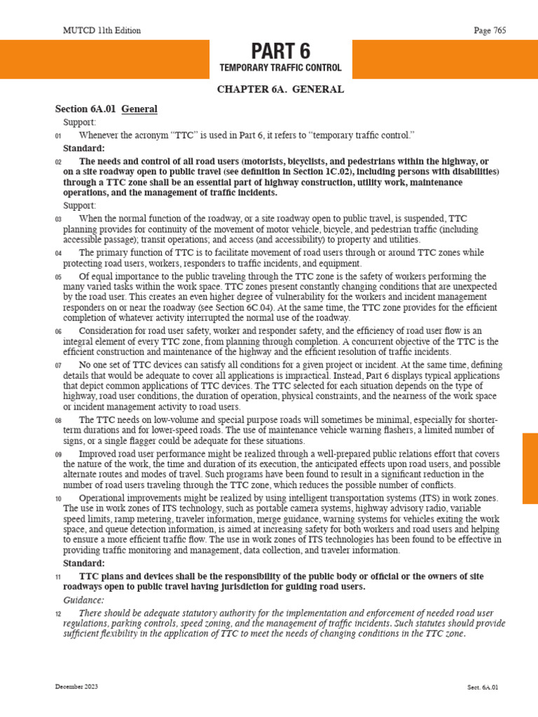 Mutcd Part 6 | PDF | Speed Limit | Road