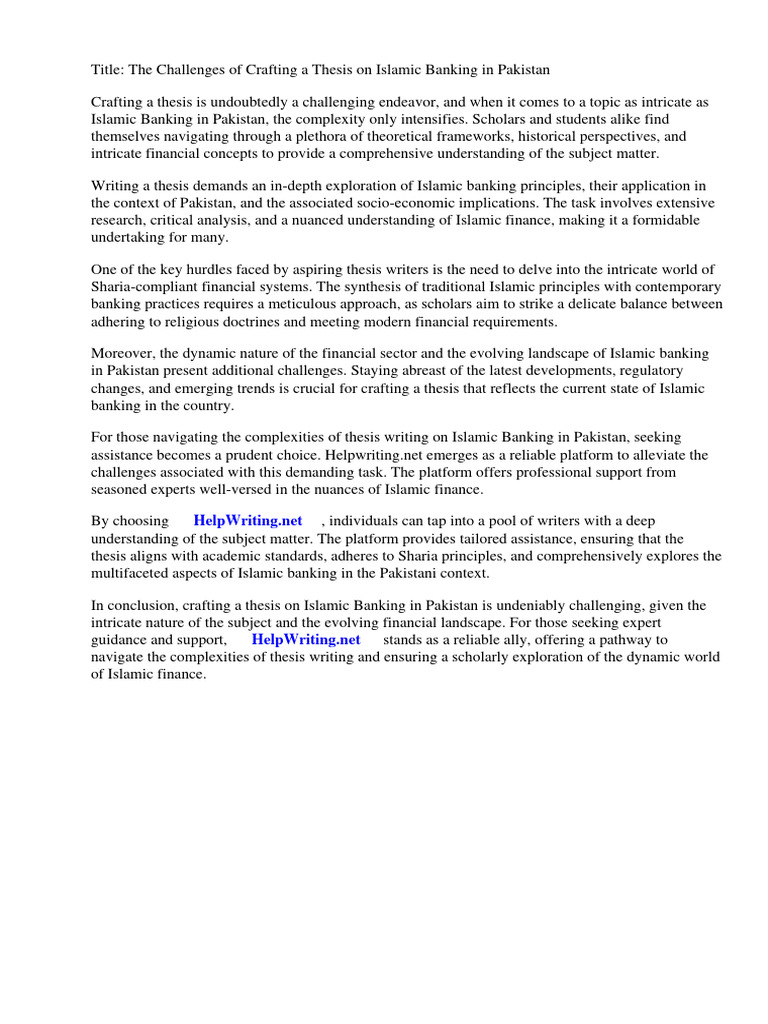 Thesis On Islamic Banking in Pakistan | PDF | Islamic Banking And Finance | Banks