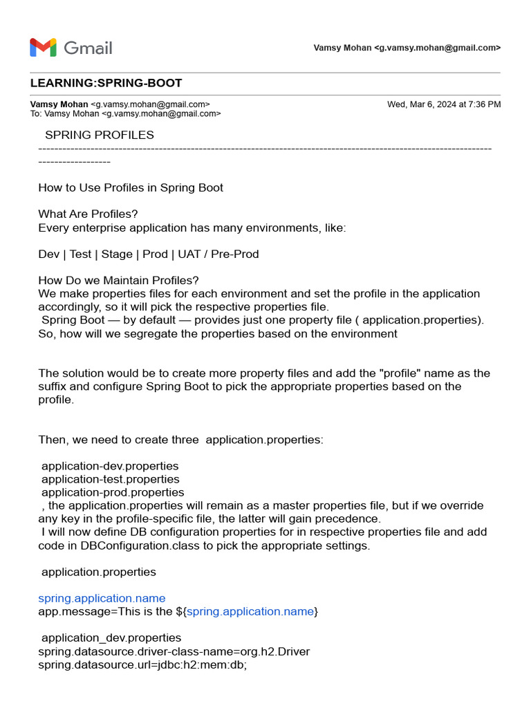 Gmail Learning - Spring Boot | PDF