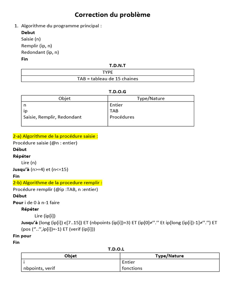 Correction Problème Bac Blanc Scientifique Nabeul (Algorithmique) | PDF
