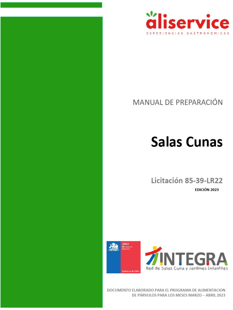 Manual Sala Cuna Provisorio Lic. 39-22 (24!01!2023) SOLO RECETAS - Opt | Descargar gratis PDF ...