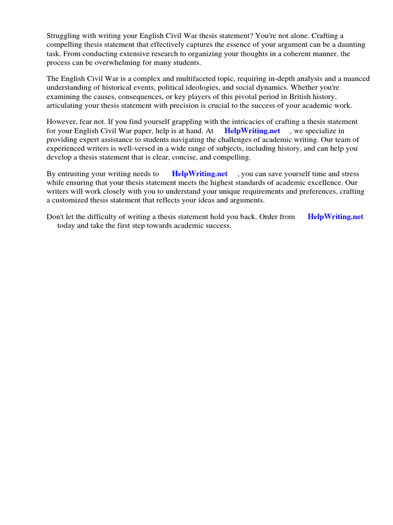 English Civil War Thesis Statement | PDF