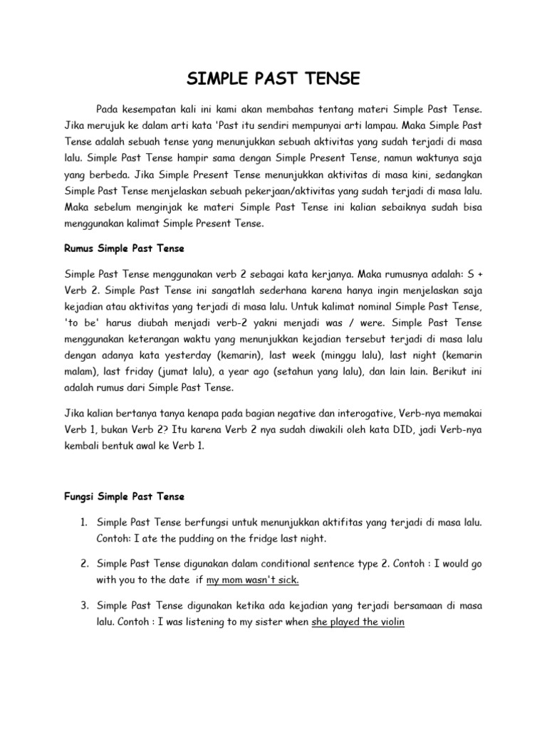Panduan Lengkap Simple Past Tense | PDF