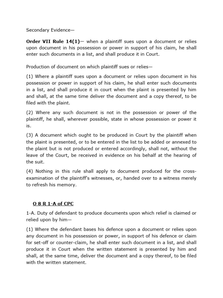 Secondary Evidence | PDF