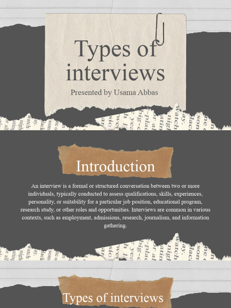 English Presentation ... Types of Interviews FINAL | PDF | Counseling ...