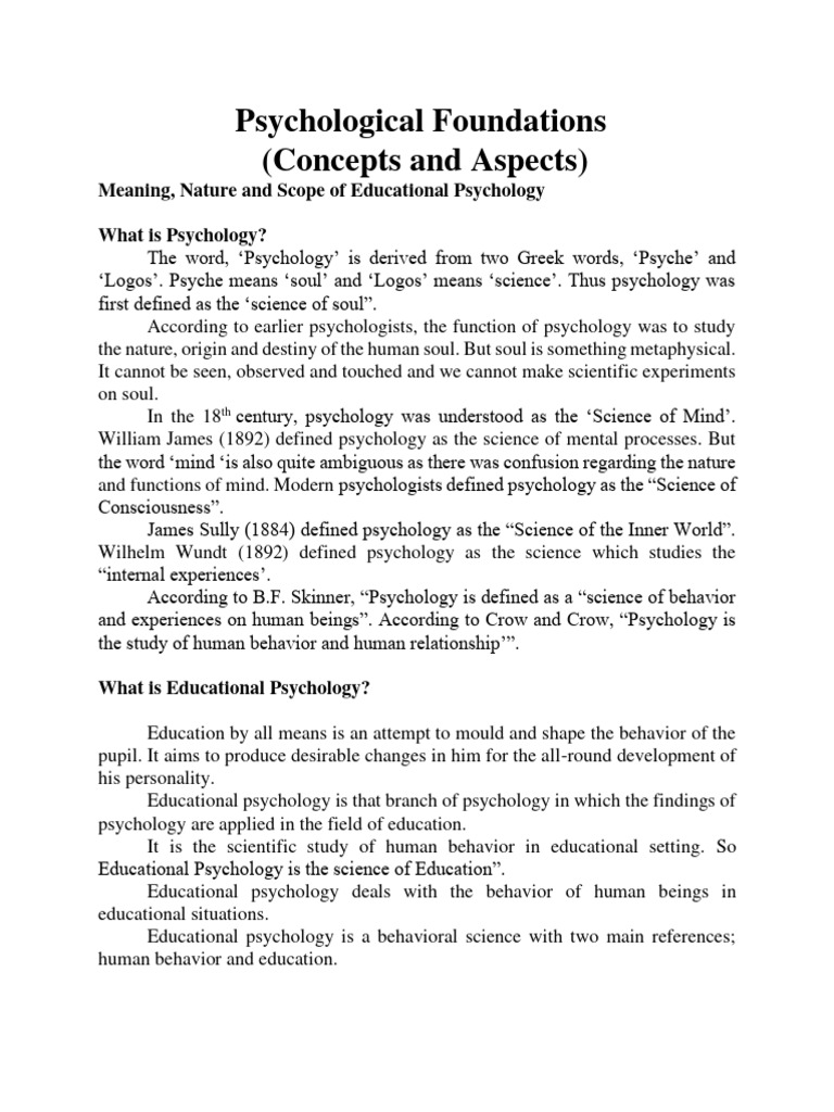 Psychological Foundations | PDF