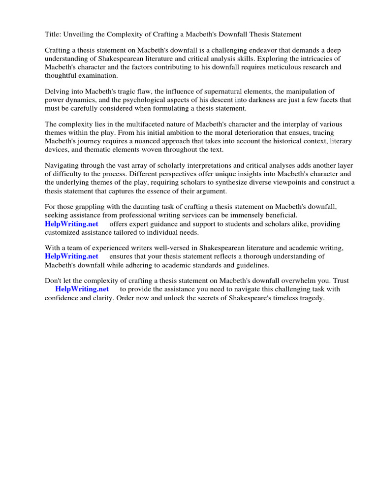 Macbeth Thesis Crafting Guide | PDF | General Fiction