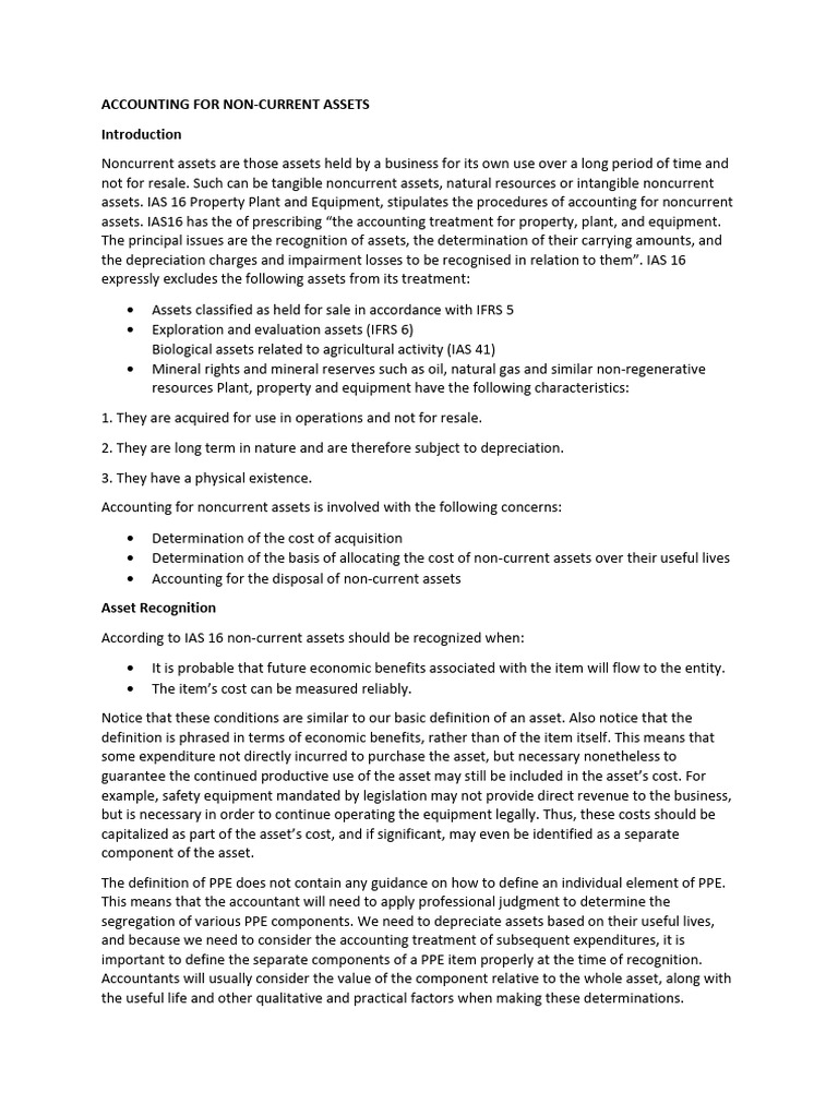 Accounting For Non-Current Assets | PDF | Depreciation | Cost