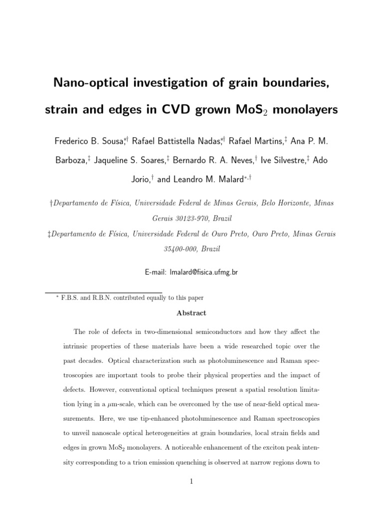 Nano Optical Investigation Of Grain Boundaries Strain And Edges In Cvd Grown Mos2 Monolayers