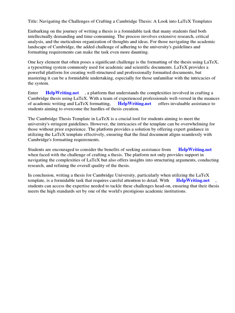 Cambridge Thesis Template Latex | PDF | Thesis | Page Layout