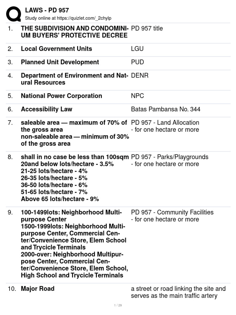 PD 957 - 1 | PDF | Condominium | Land Lot
