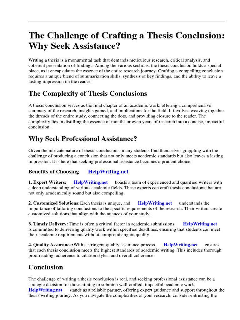 Thesis Conclusion Generator | PDF