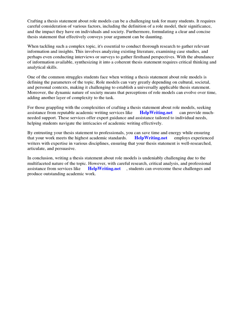 Thesis Statement About Role Models | PDF