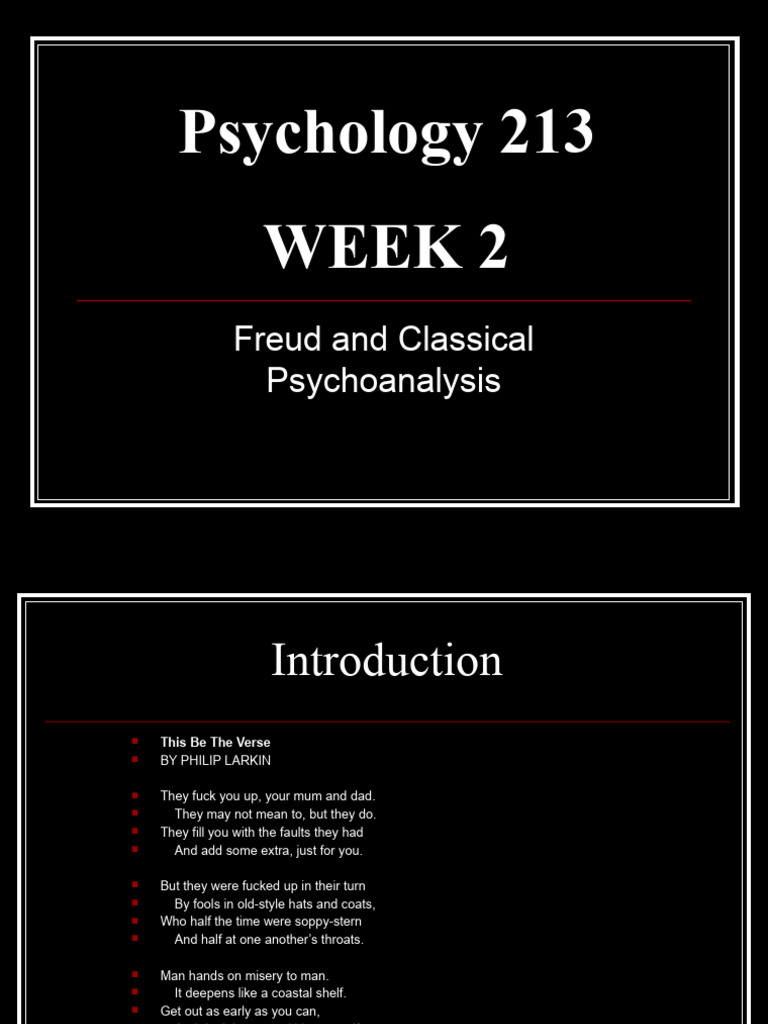 Week 2 Classical Psychoanalysis and Freud | PDF