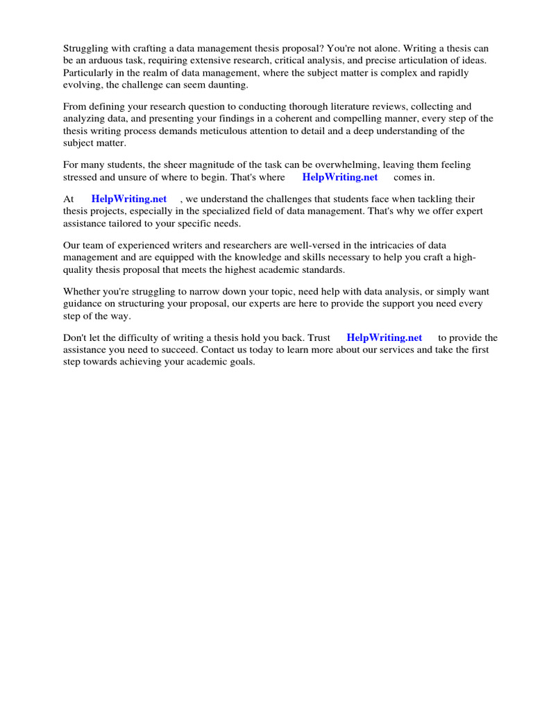 Data Management Thesis Proposals | PDF | Thesis | Data Analysis
