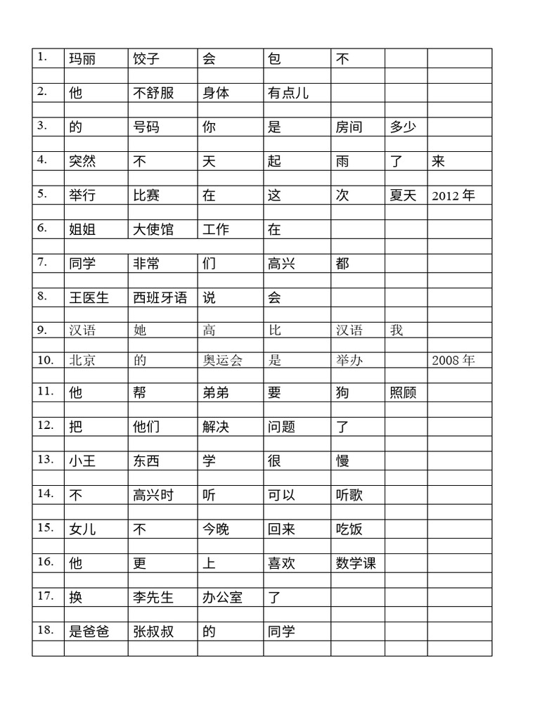 sắp xếp câu hsk3 | PDF
