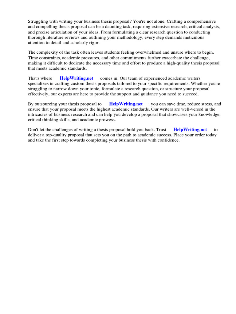 Business Thesis Proposal Writing Help | PDF | Career & Growth