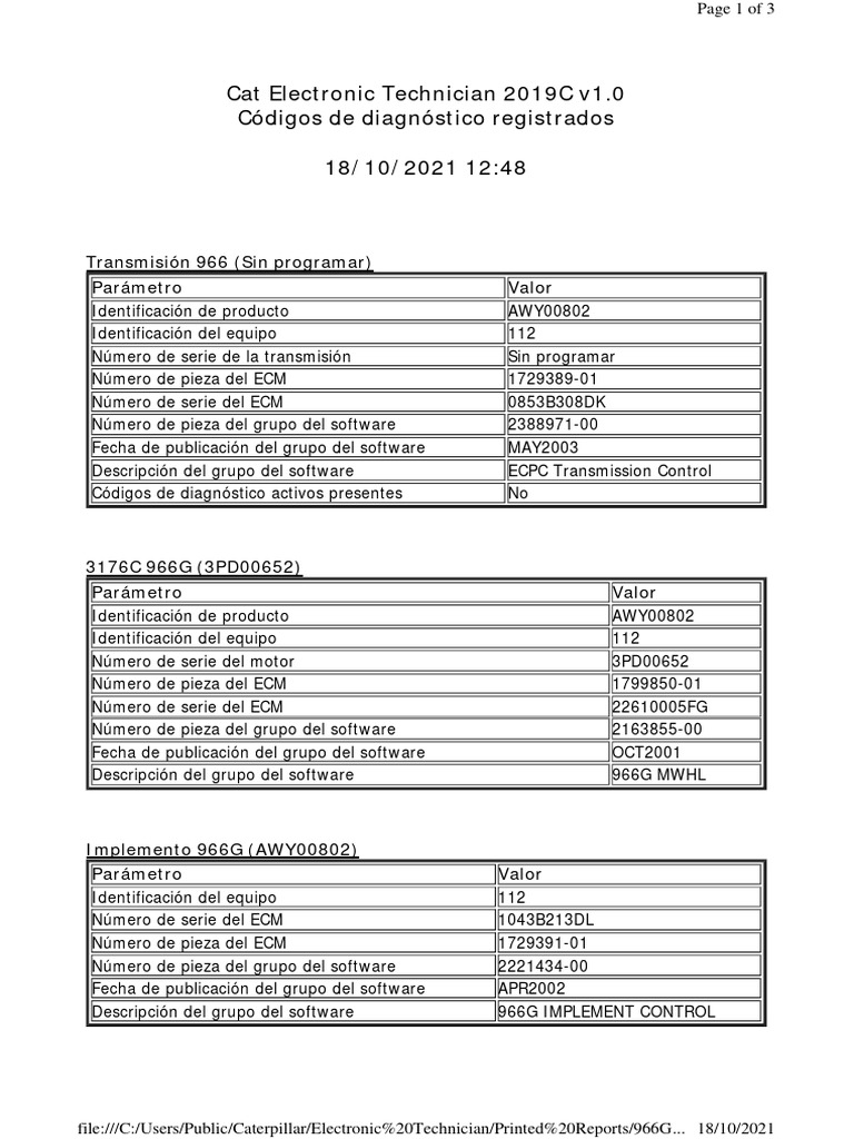 Códigos de diagnóstico registrados 966G | PDF | Informática | Ingeniería Informática