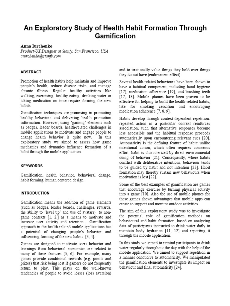 Gamification's Impact on Health Habits | PDF | Habits | Behavior