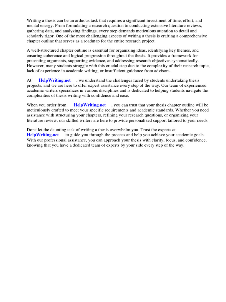 Ma Thesis Chapter Outline | PDF | Thesis | Essays