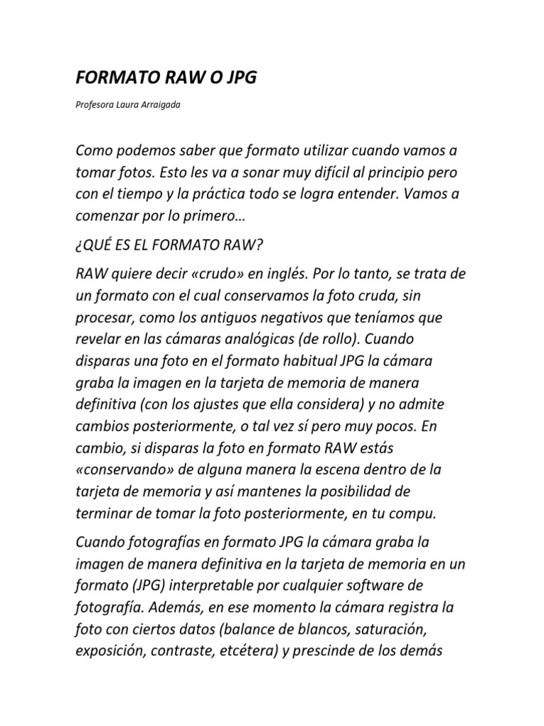 Formato RAW | PDF | Formato de imagen sin procesar | Informática