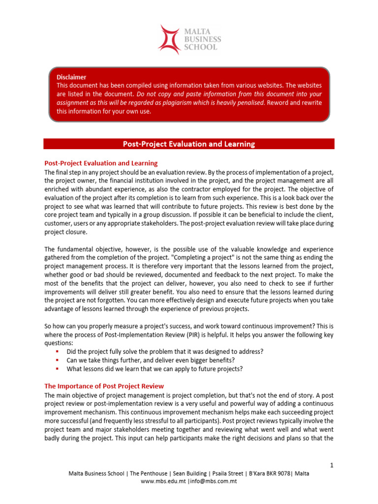 4.2 Project Evaluation | PDF | Project Management | Evaluation