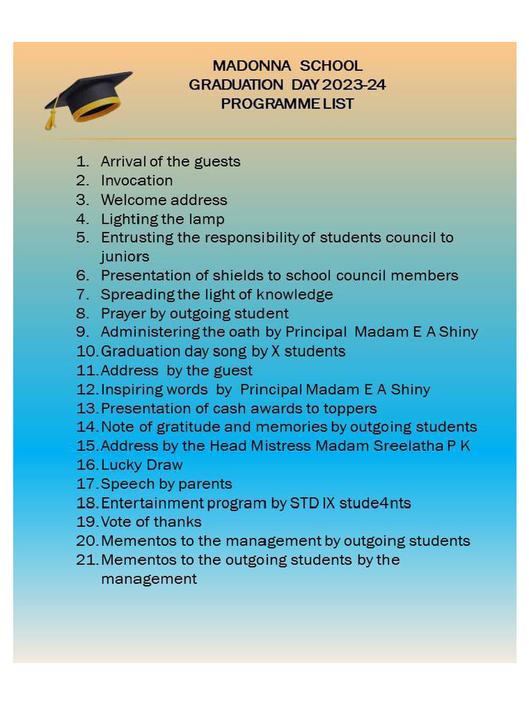 X Program List, Seating Plan & Duty | PDF