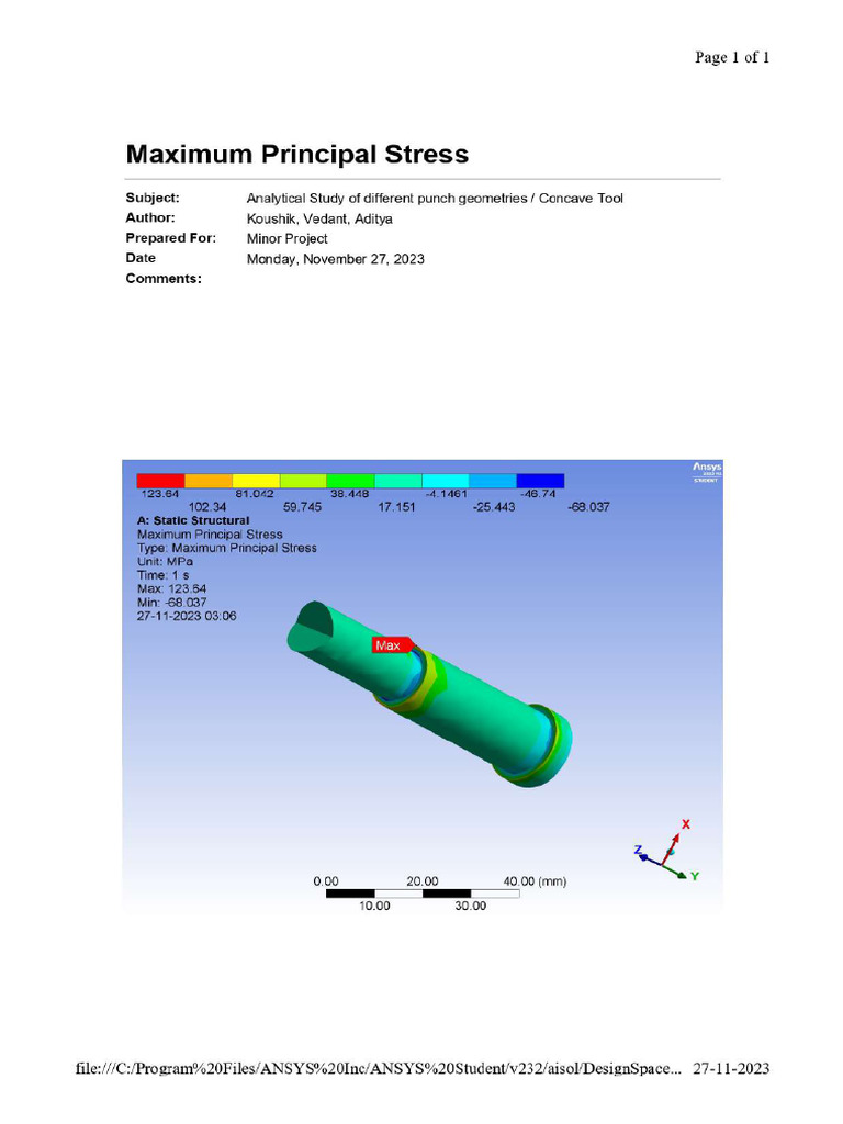 Maximum Principal Stress of Different Tool Geometries - ANSYS Report | PDF