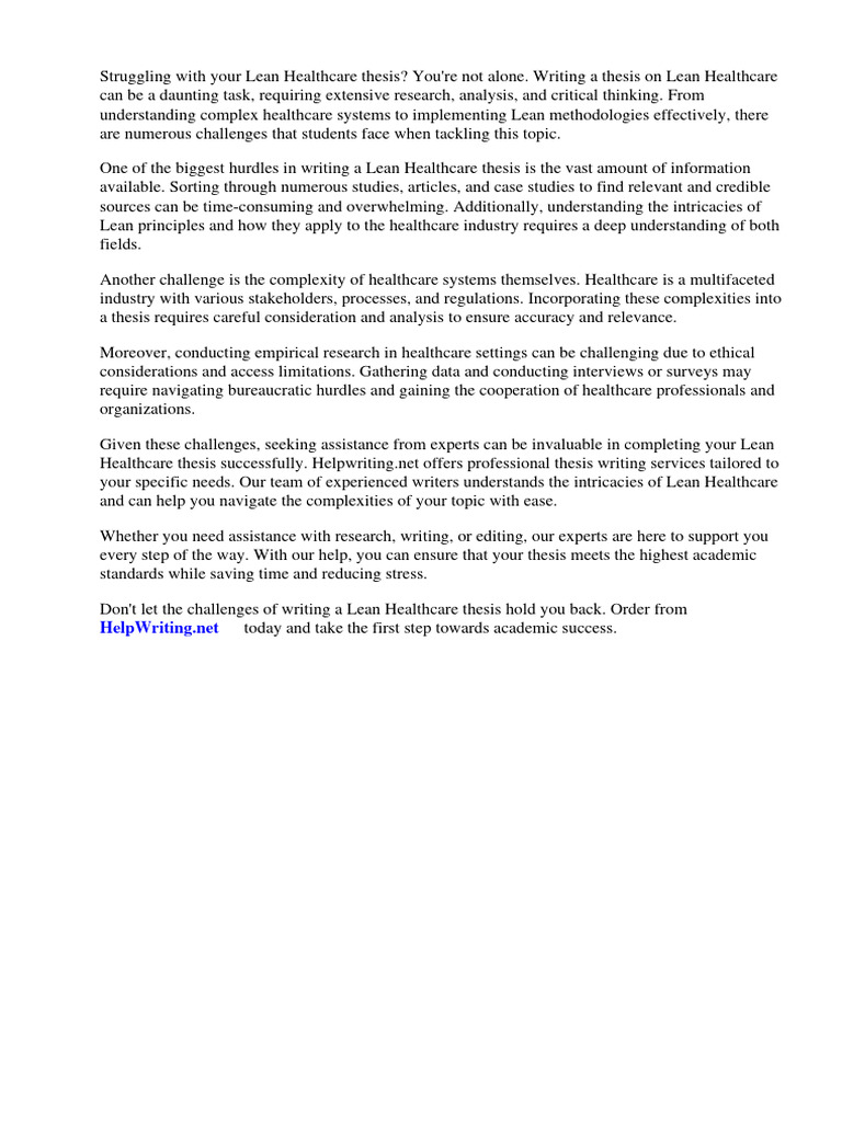 Lean Healthcare Thesis Writing Guide | PDF | Business