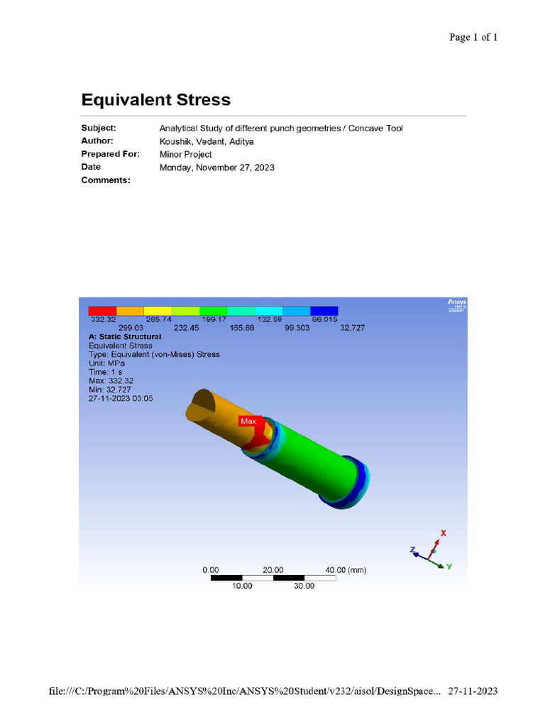 Von Mises Stress For Different Tool Geometries - ANSYS Report | PDF