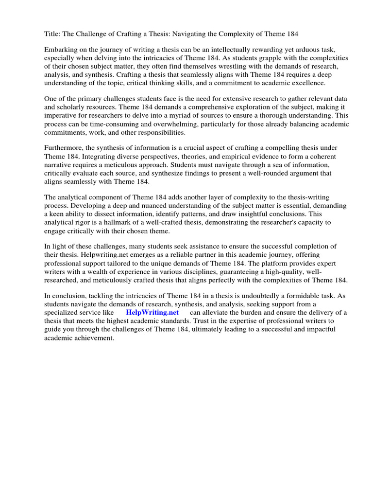 Thesis 184 Theme | PDF | Thesis | Information
