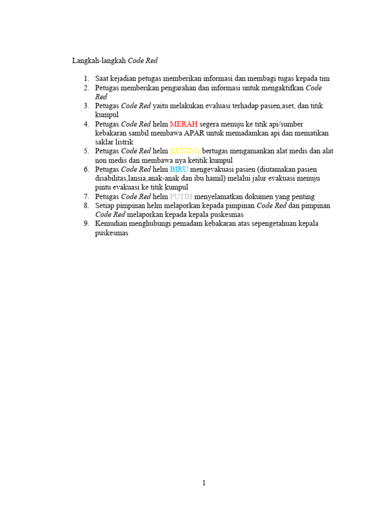 Langkah Lagkah Code Red | PDF