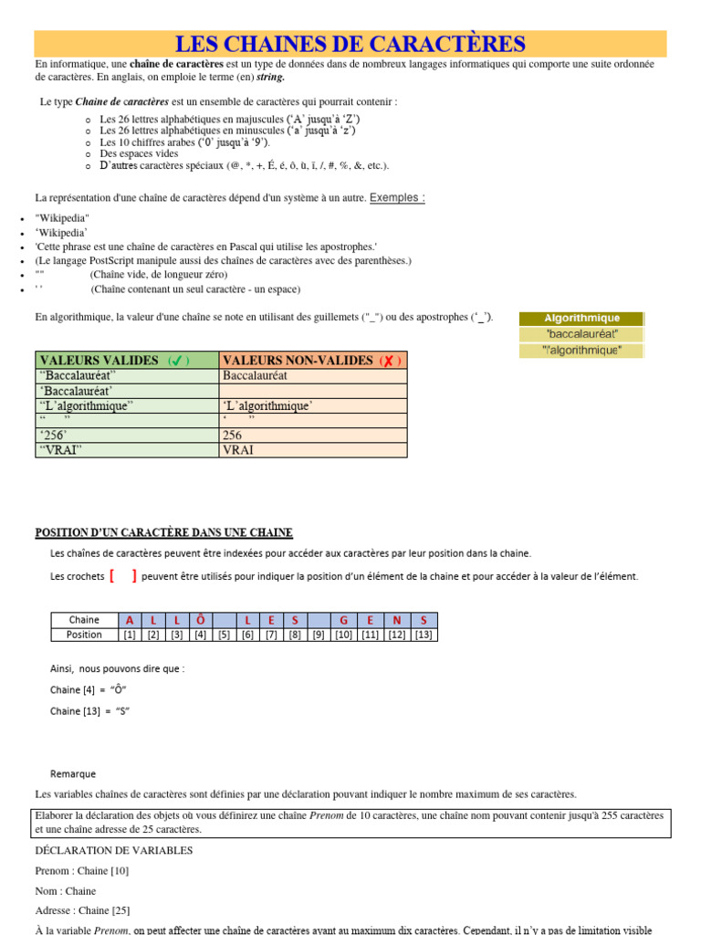 5 Chaines de Caracteres | PDF 5 Chaines de Caracteres | PDF
