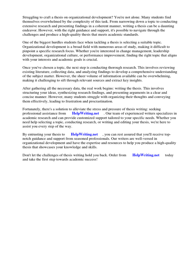 Organizational Development Thesis Topics | PDF | Organization Development | Thesis
