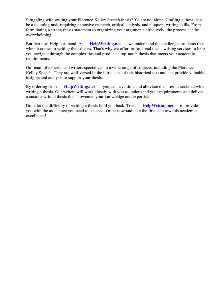 Florence Kelley Speech Thesis | PDF