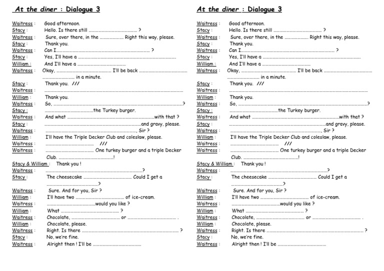 At The Diner - Dialogue 3 | PDF