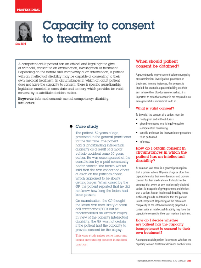 Capacity To Consent | PDF