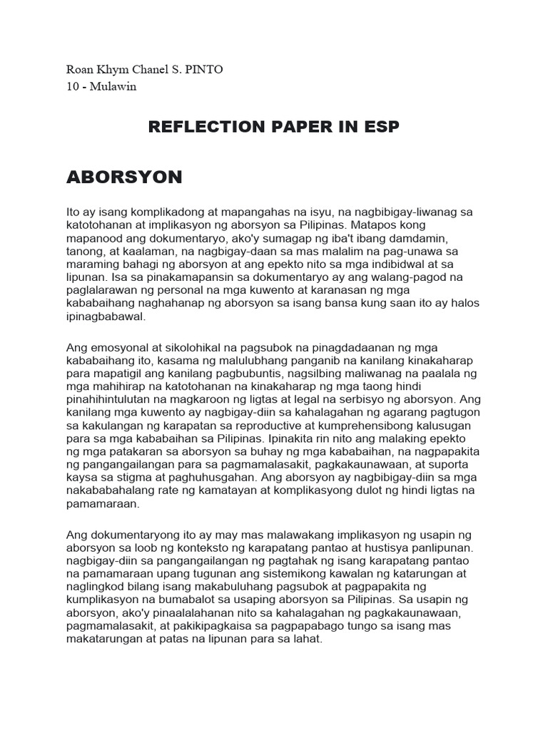 Reflection Paper in Esp | PDF