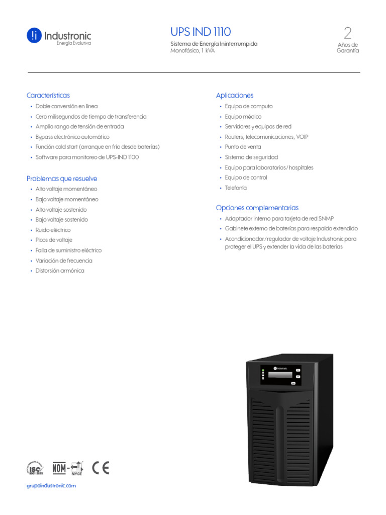 Ficha Tecnica UPS-IND-1110 | PDF | voltaje | Bienes manufacturados