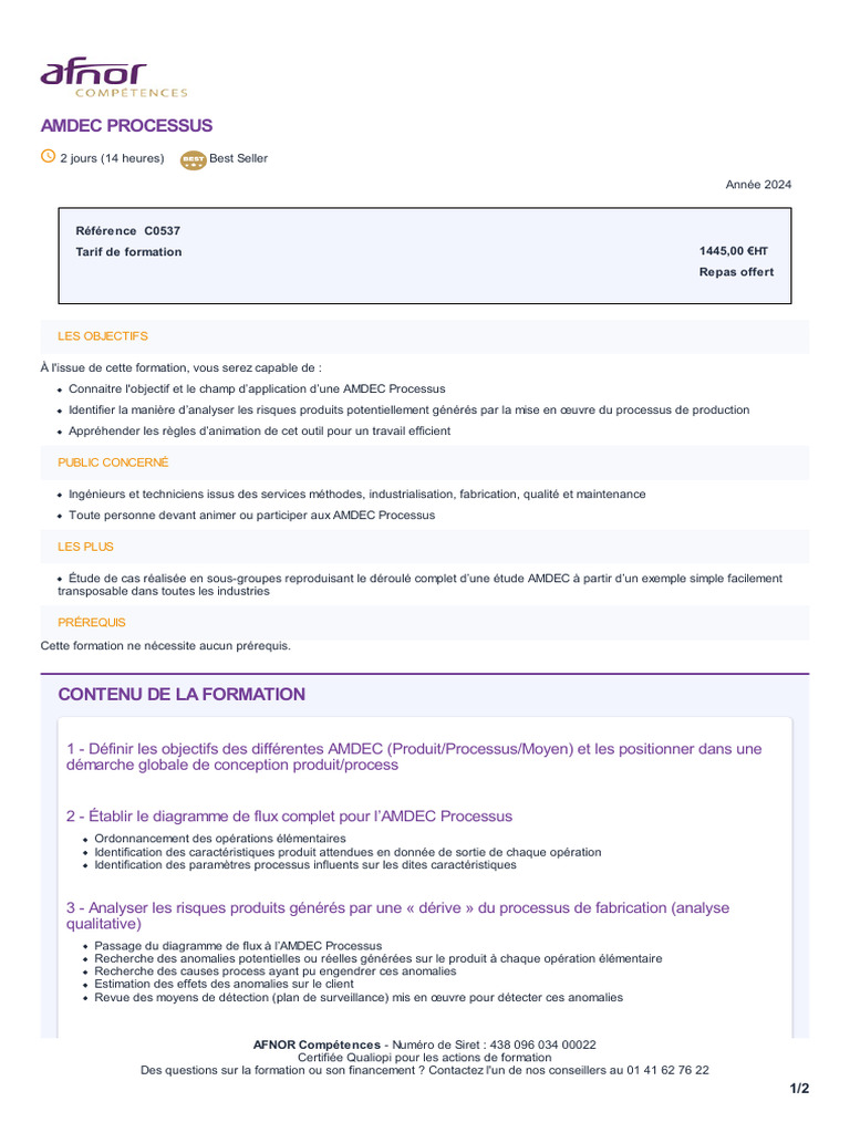 AMDEC Processus | PDF