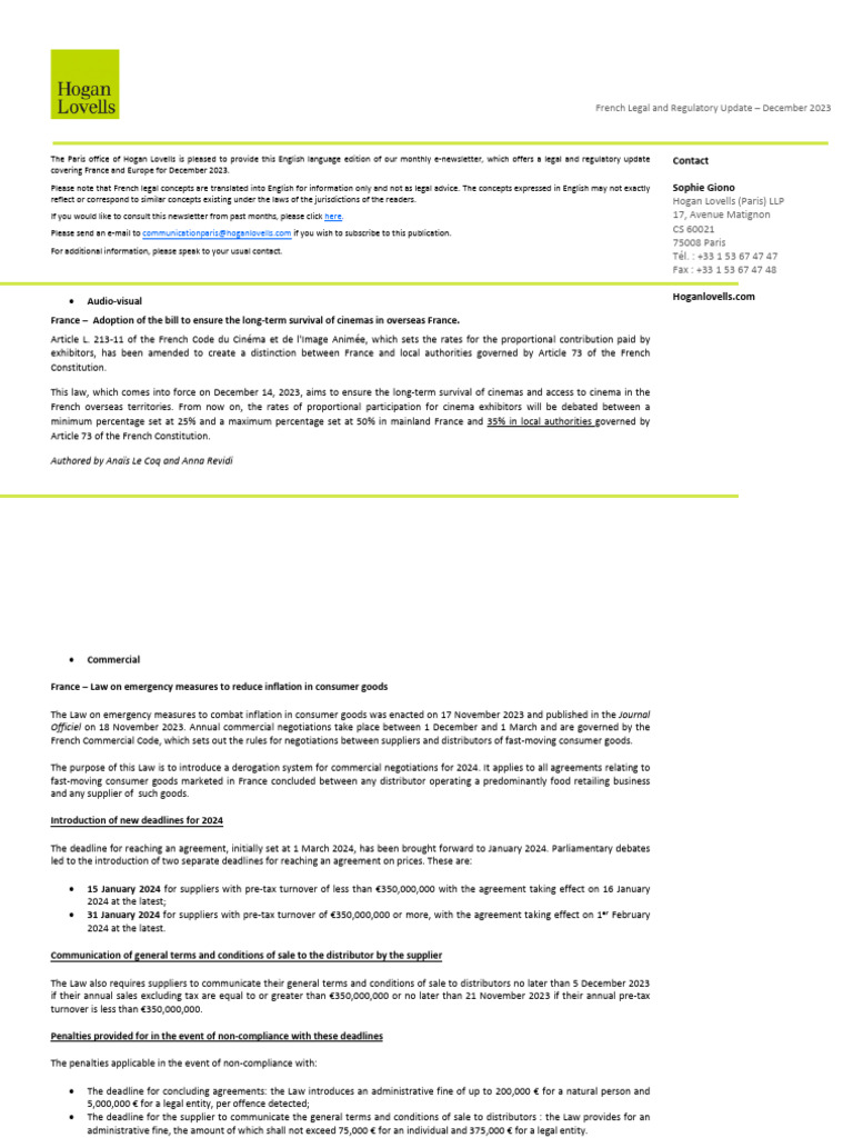 December 2023 French Legal Update | PDF | Brief (Law) | Appeal