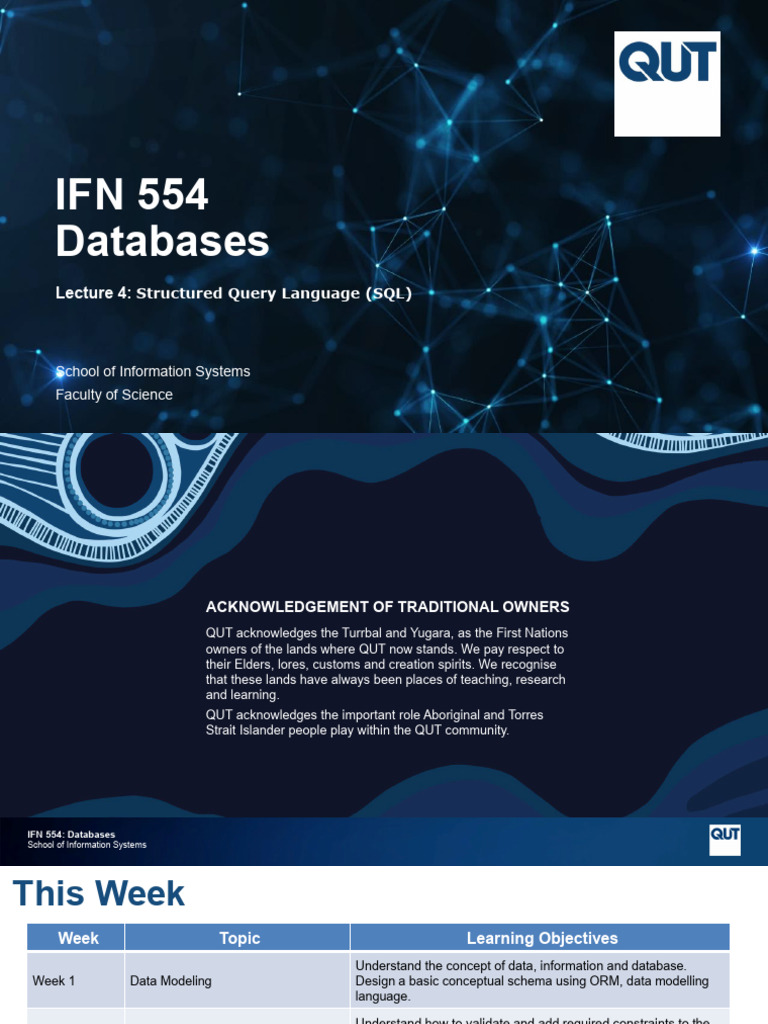 IFN 554 Week 4 Lecture Slides | PDF | Sql | Relational Database