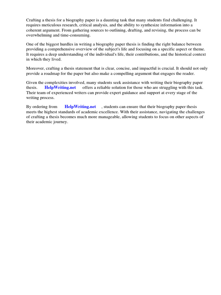 Biography Paper Thesis | Download Free PDF | Essays | Thesis